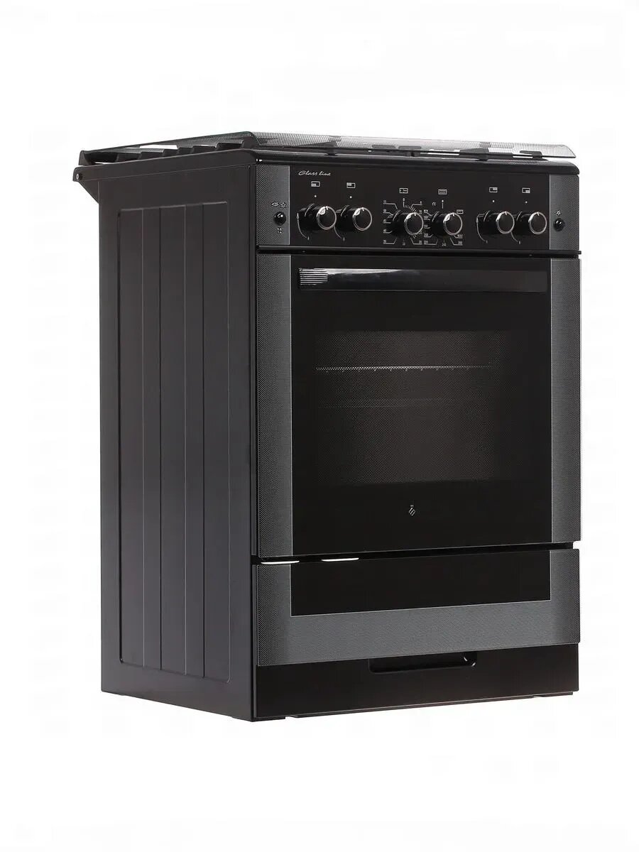 Плита Gefest ПГ 6300-02 0046, газовая, 4 конфорки, 52л, гриль, вертел, черный