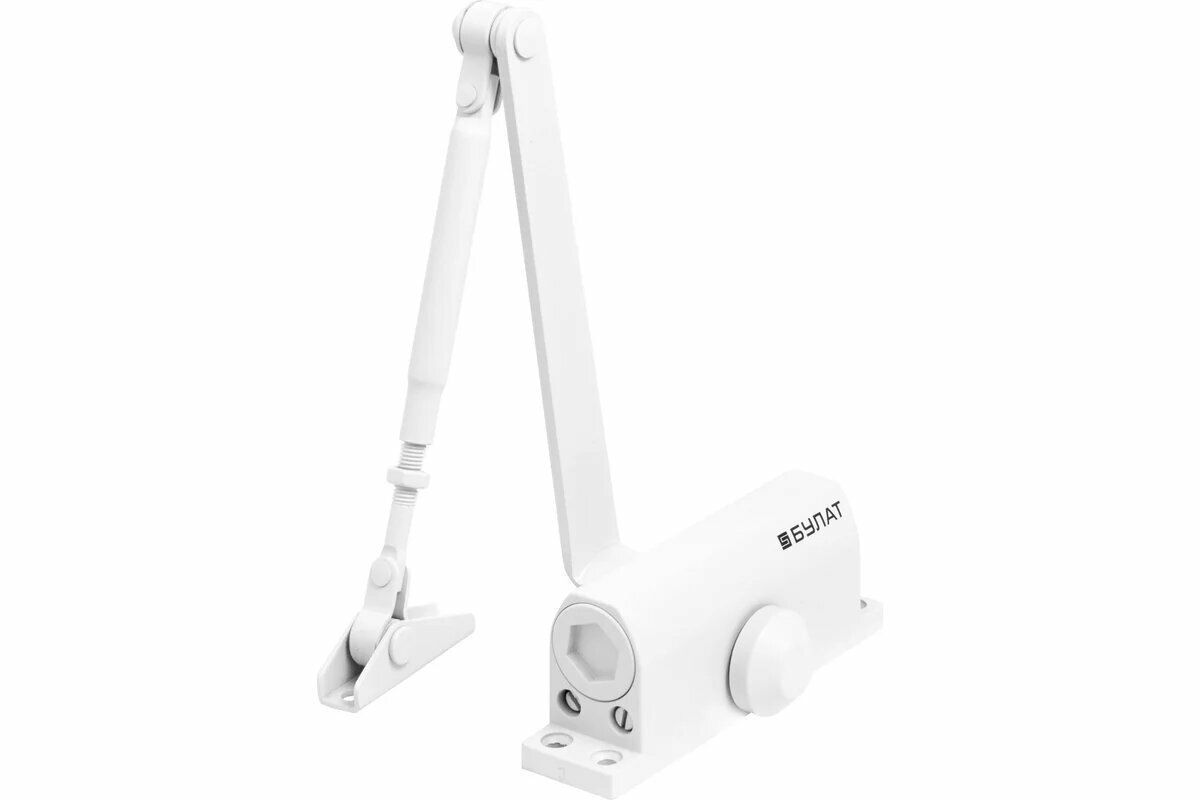 Дверной доводчик булат ULTIMATE ДД‑60 A‑W белый морозостойкий для дверей 25–80 кг с регулировкой скорости закрывания и доводки.