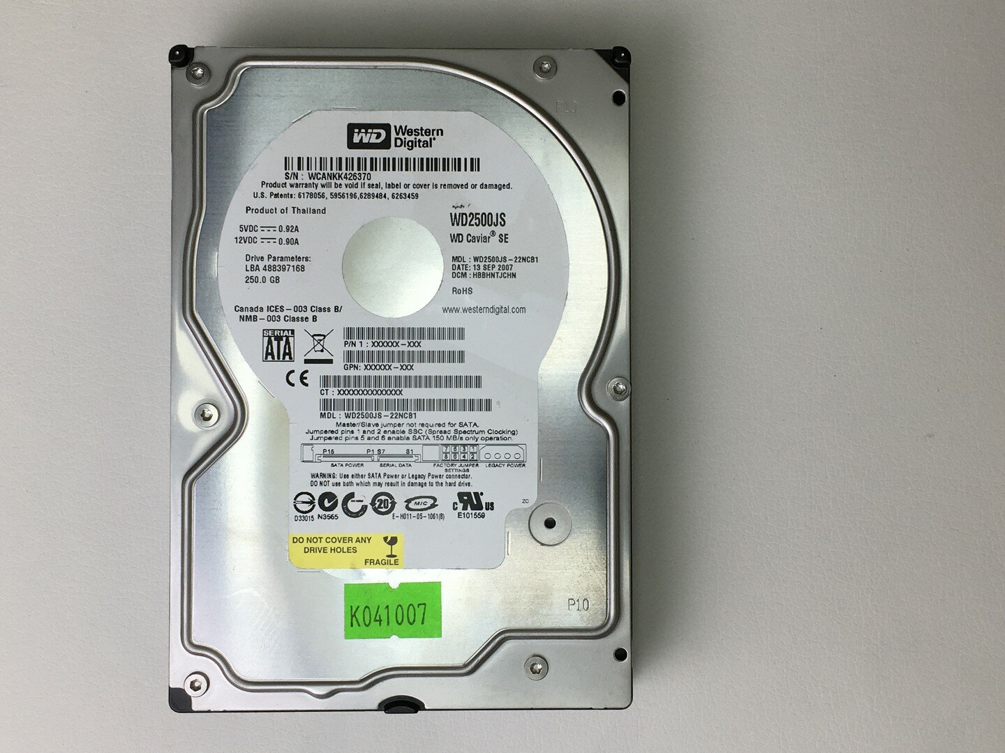 Жесткий диск 3,5" 250 Gb WD WD2500JS 7200 rpm SATA