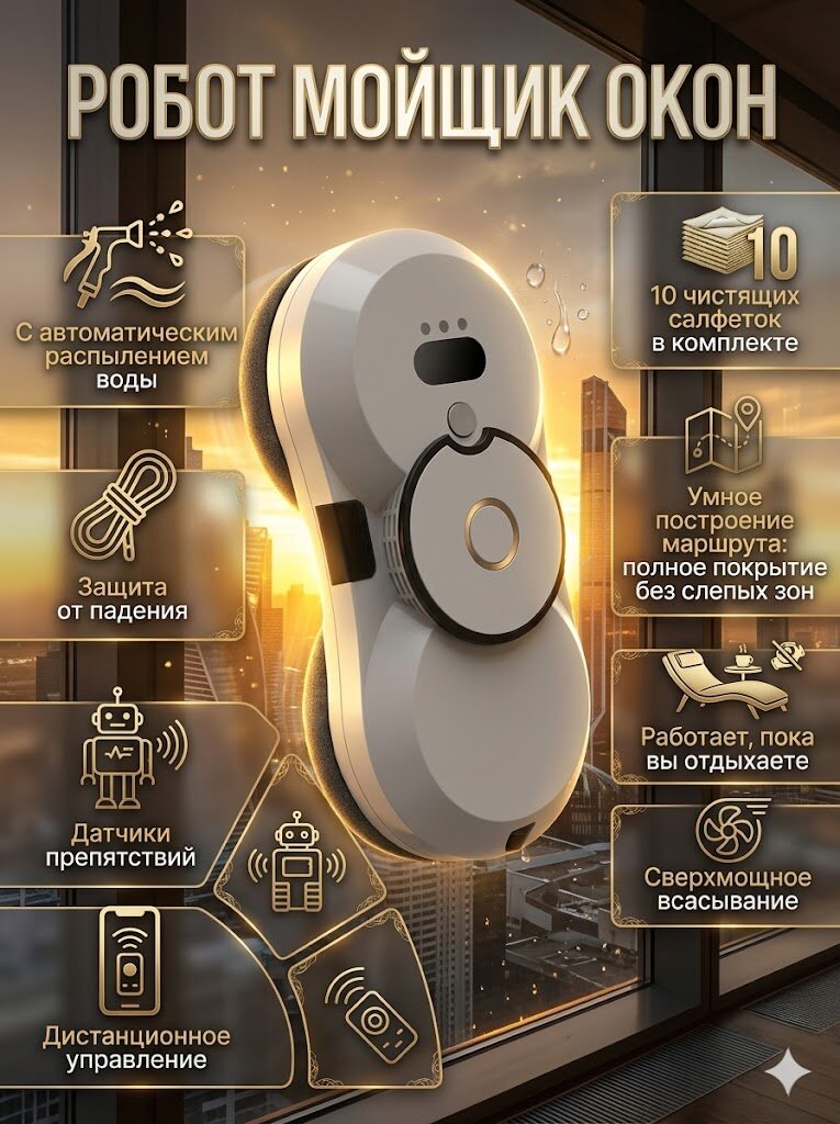 Робот мойщик окон с распылением; Робот мойщик окон мощный, стеклоочиститель для окон и стекол техника для дома я