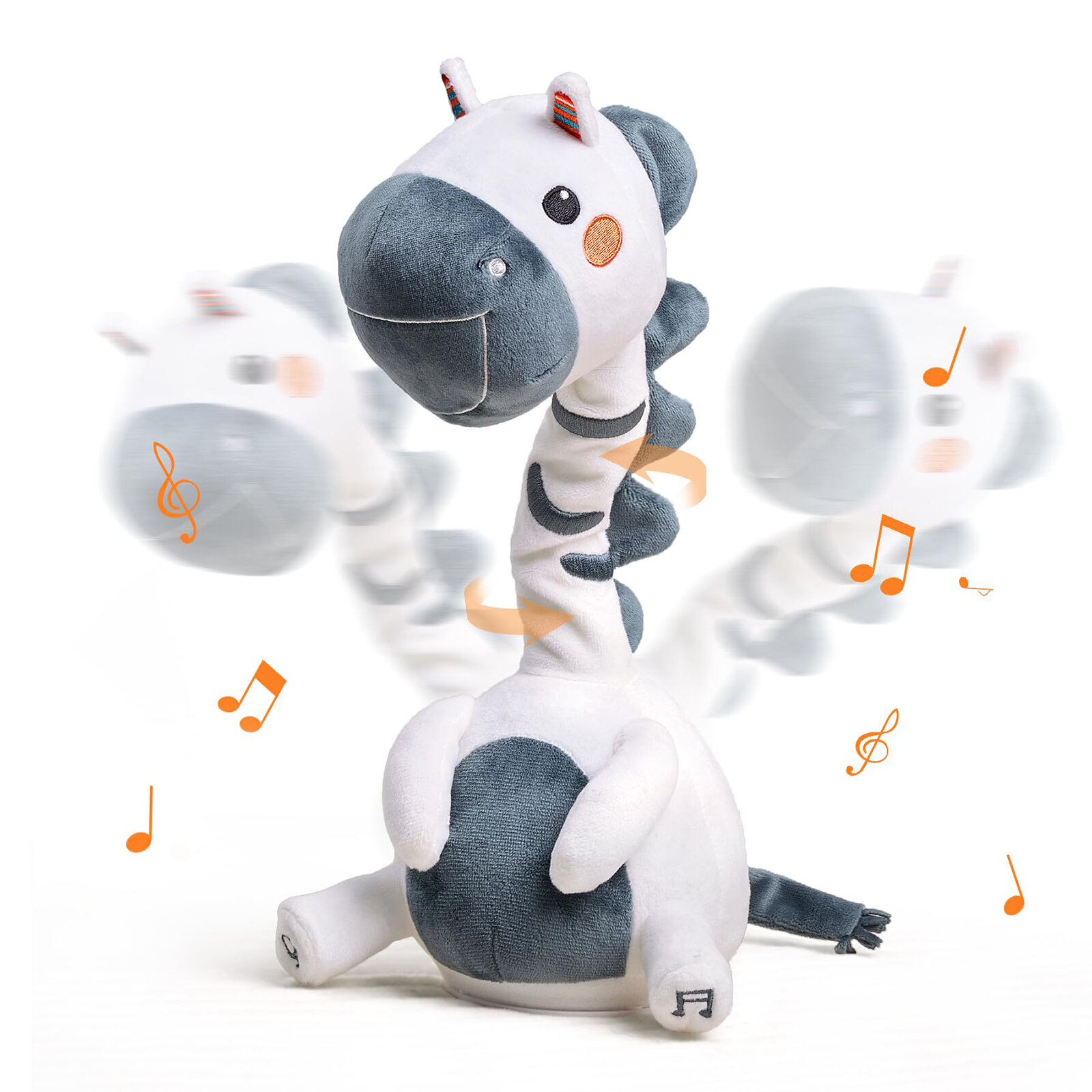 Игрушка-зебра Tumama Cute Dancing Talking Zebra Toy Electric 180° Turning Soft Plush BT Connection with Record and Music Function Singing Interactive Braing Development Baby for Baby Boys Girls Gift