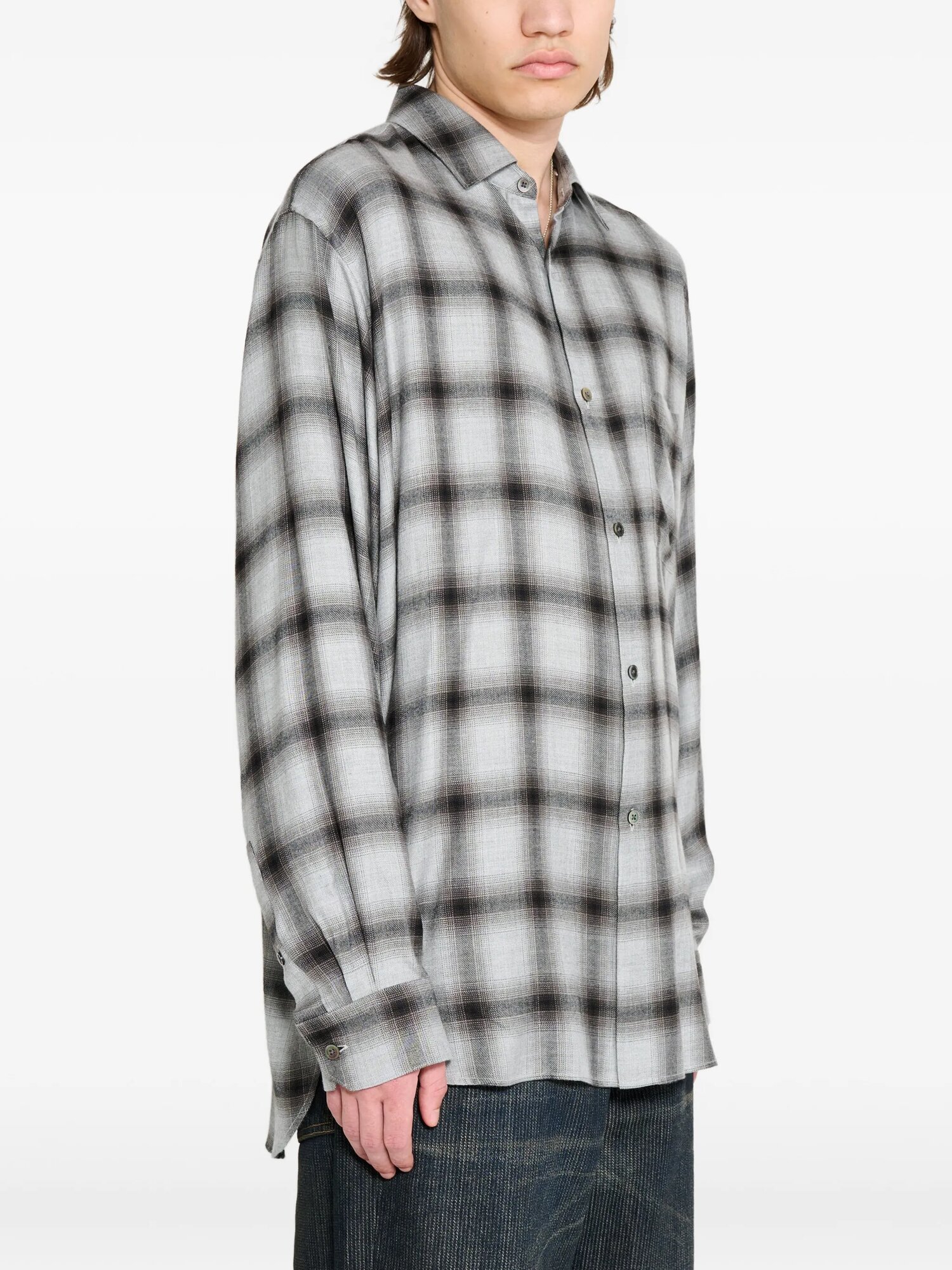 Рубашка ssstein Checked oversized shirt, размер M, серый — фото 1