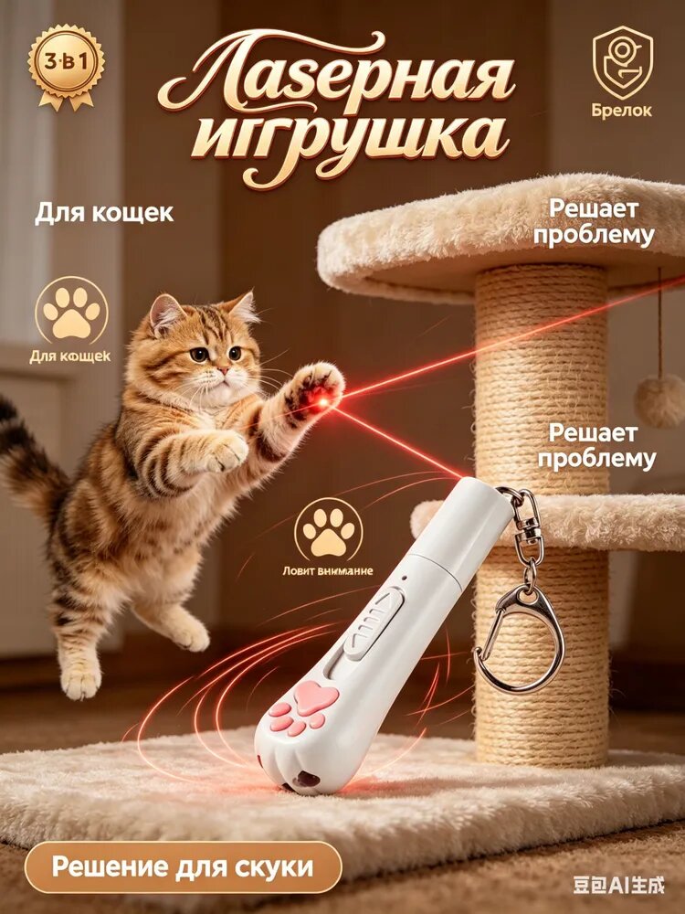 Мультифункциональный лазерный фонарик для игры с кошками