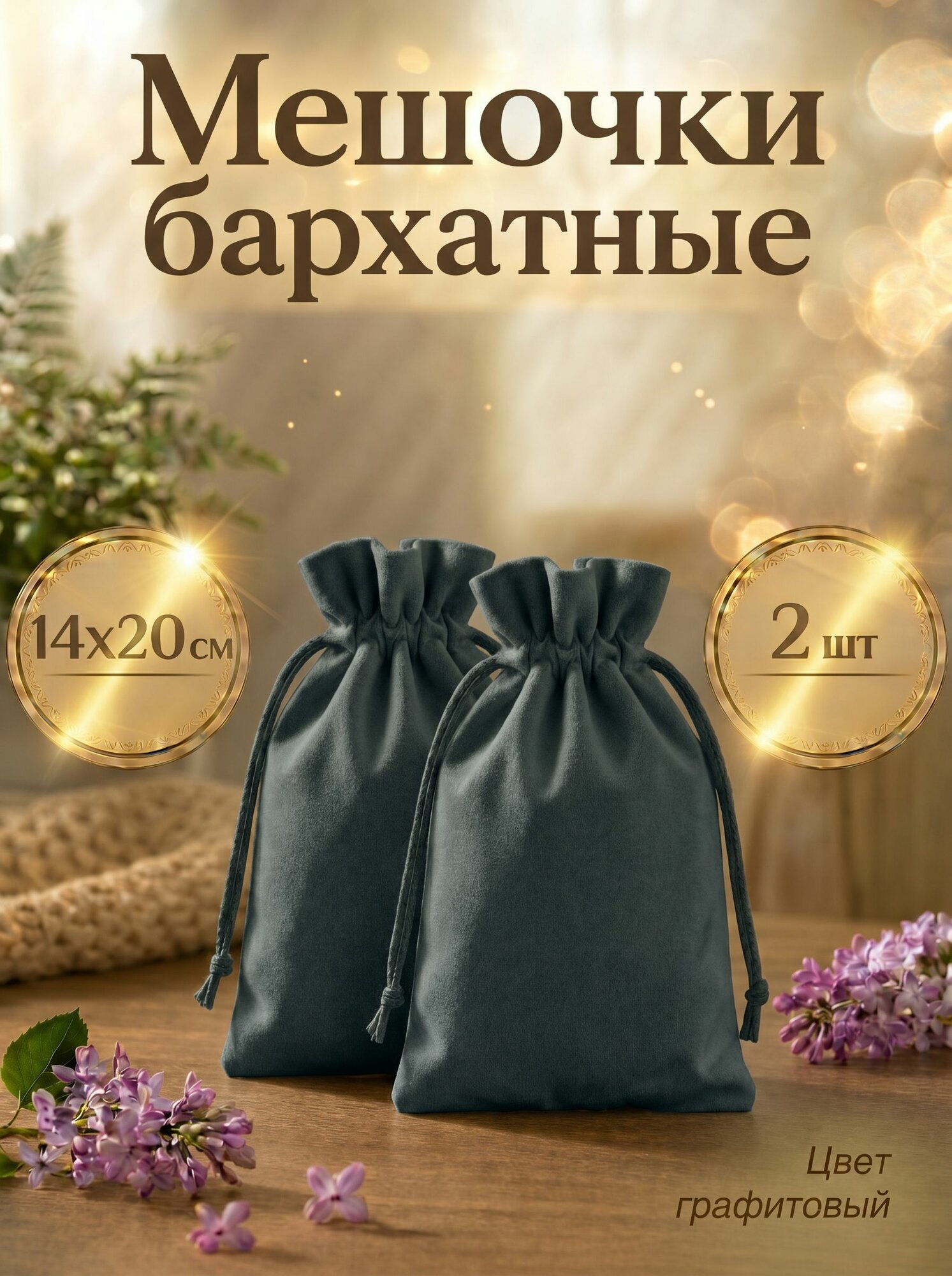 Мешочки бархатные 14х20 см для хранения карт Таро, украшений и подарков