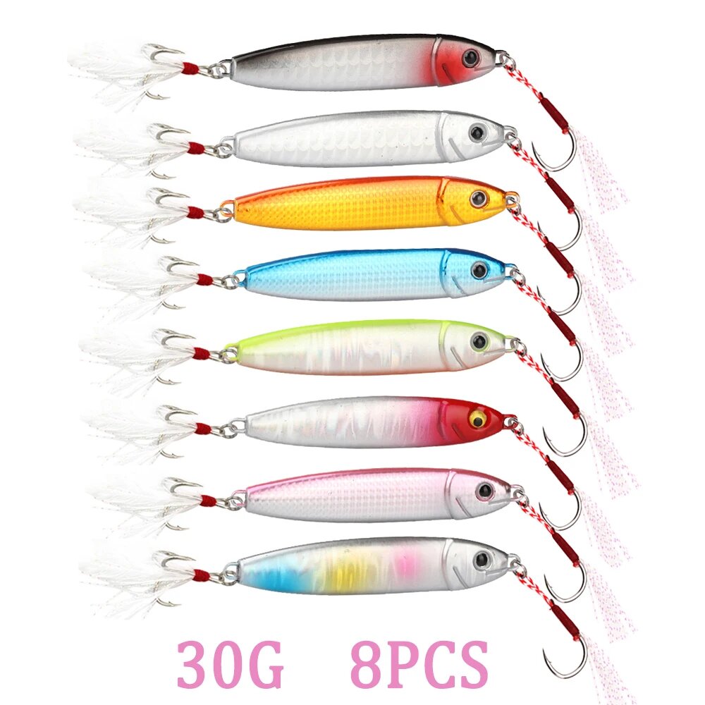 Приманки для ловли рыбы 8 шт, 30G, Color A8, Белый