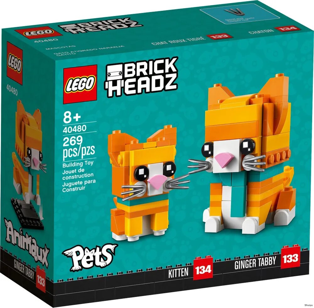 Лего BrickHeadz серия, LEGO 40480 Рыжий кот, lego конструктор для мальчика, лего для девочек
