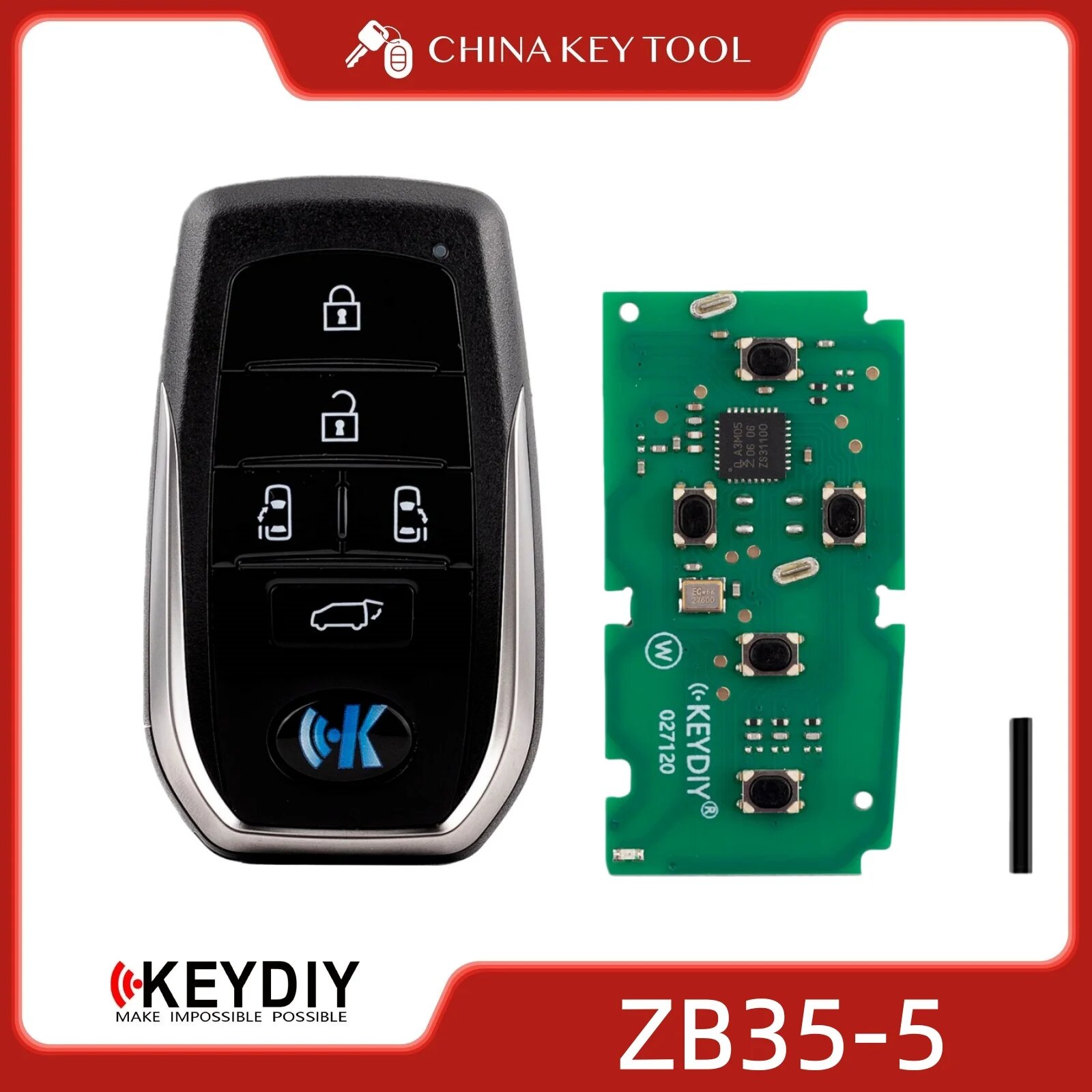 KEYDIY KD ZB35-5 Универсальный интеллектуальный дистанционный ключ с 5 кнопками, совместимый с типом Toyota