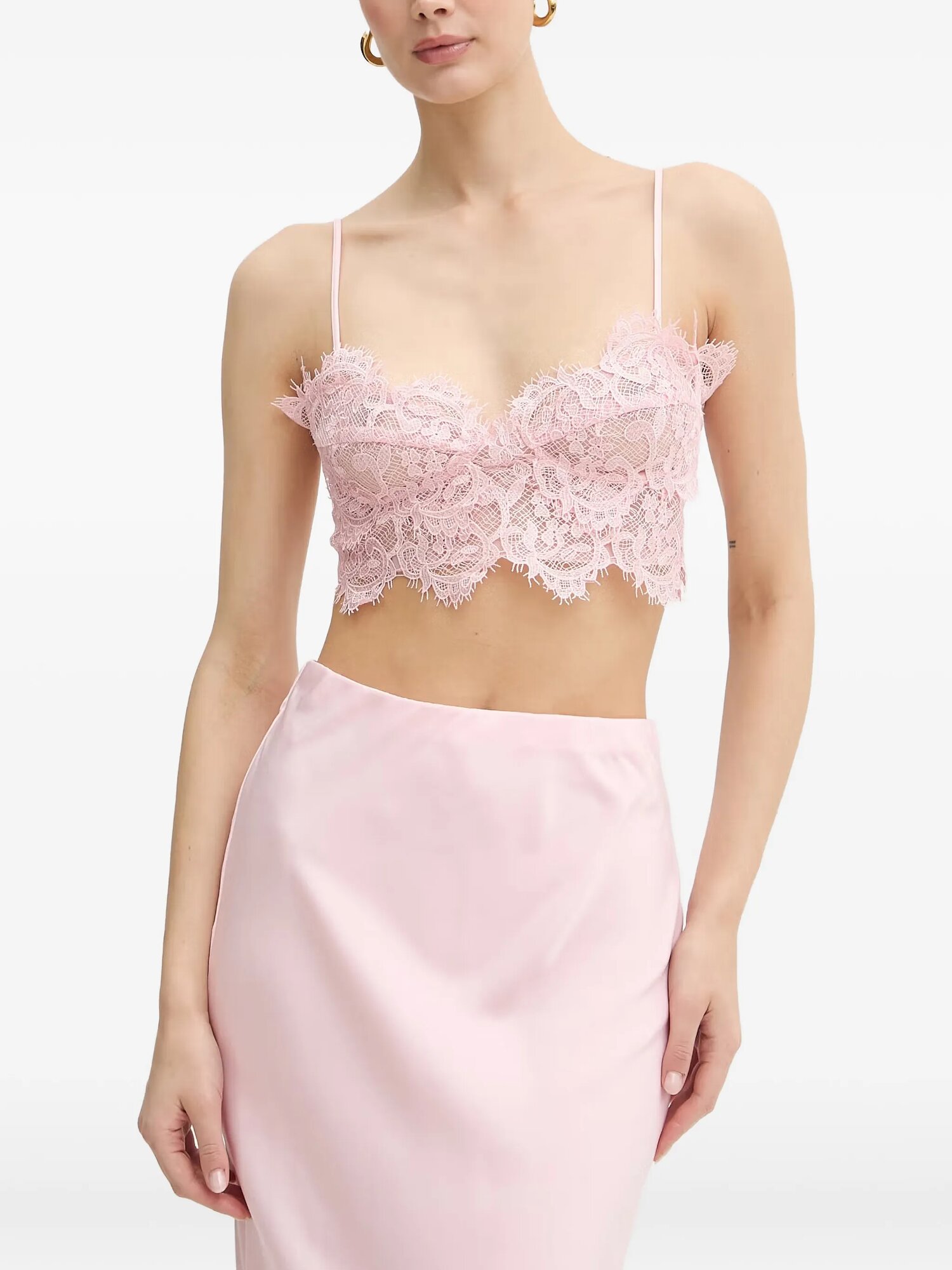 Топ Linella lace-trim crop top