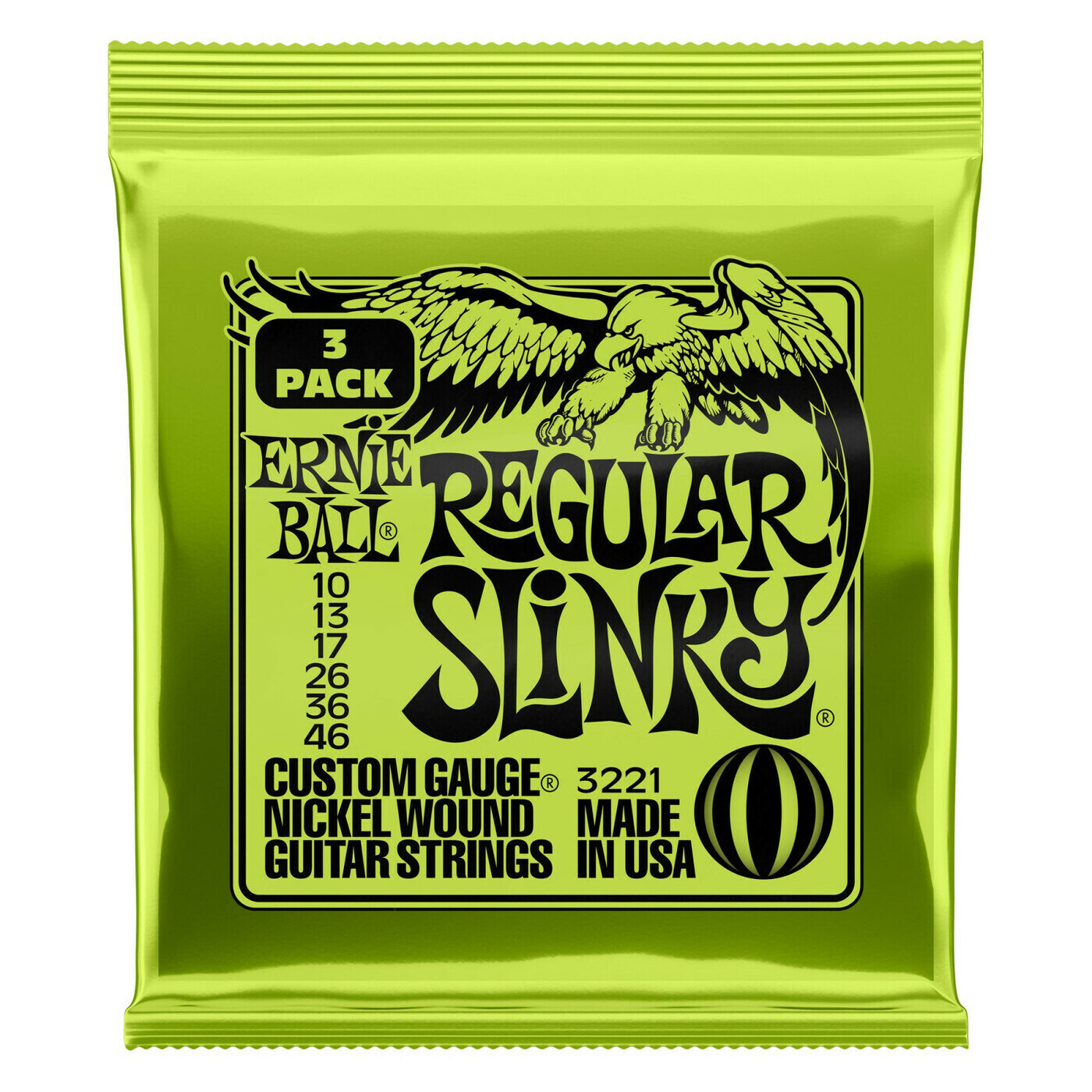Струны для электрогитары (3 комплекта в наборе) ERNIE BALL 3221 Nickel Wound