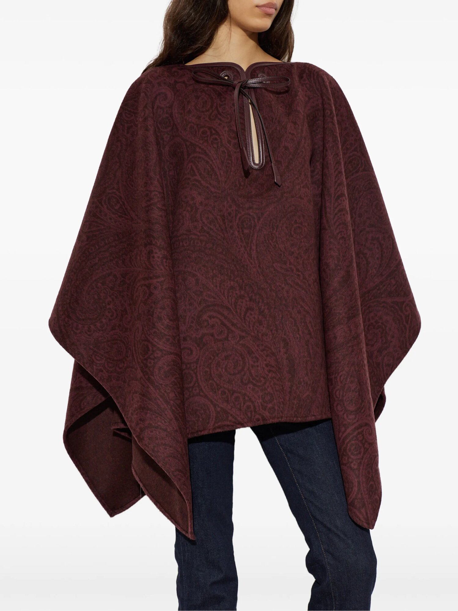 Накидка ETRO Paisley-patterned tie-fastening poncho, размер OneSize — фото 1