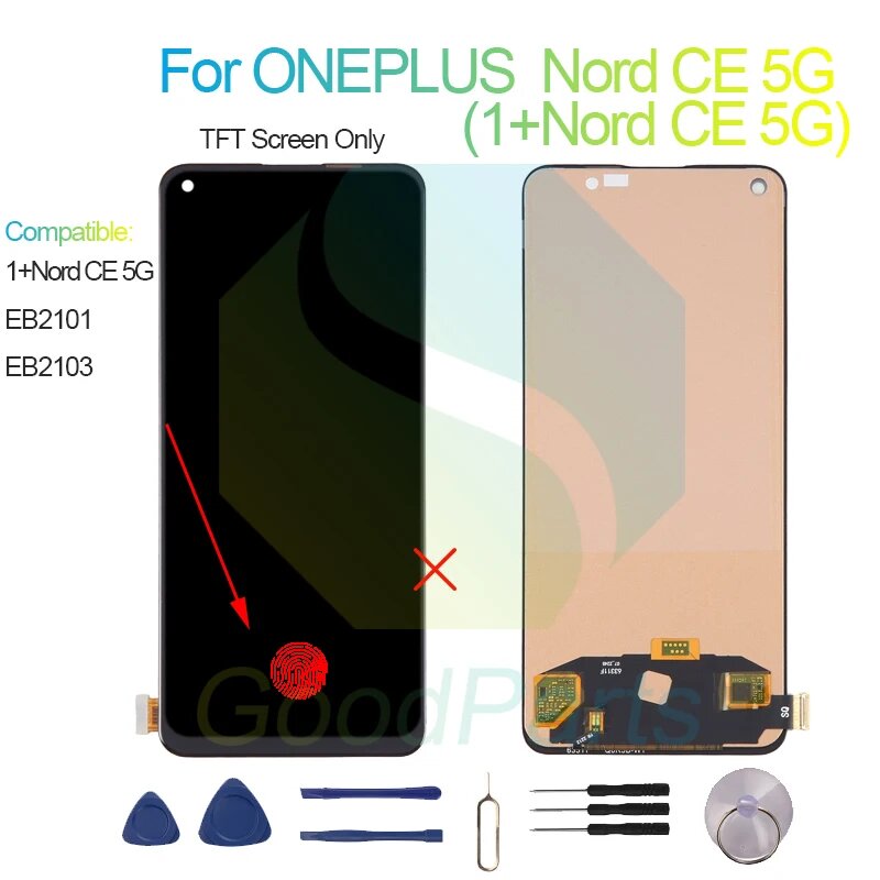 ЖК-дисплей для ONEPLUS Nord CE 5G, экран 6,43 дюйма EB2101, EB2103 1 + Nord CE 5G, сенсорный дигитайзер в сборе, замена