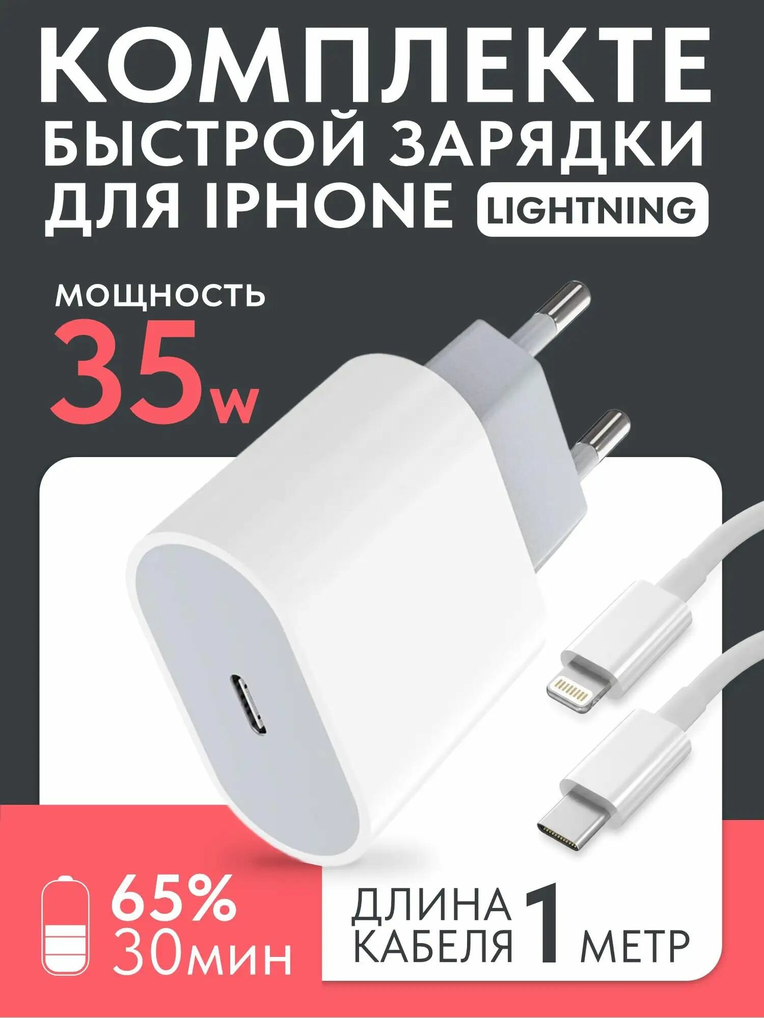 Быстрая зарядка iPhone 35W на айфон 14 / 14 pro / 14 pro max, 13 про макс, 12, 11, X , 8, 7-yl