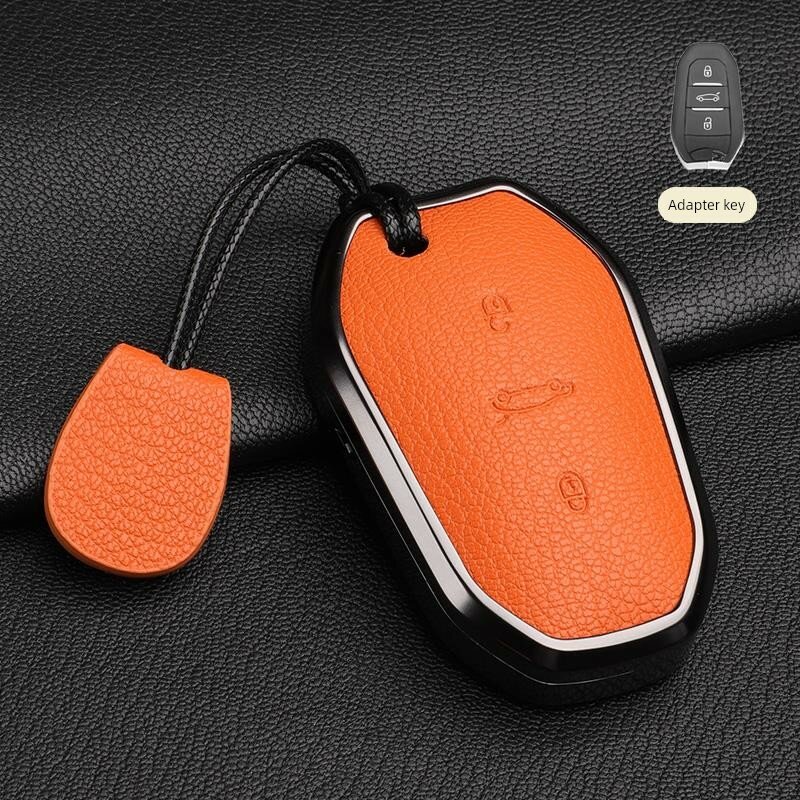 Натуральный козий кожаный чехол для ключа Citroen C6 C5 Aircross C5 X в коралловом оранжевом цвете с ручным захватом -