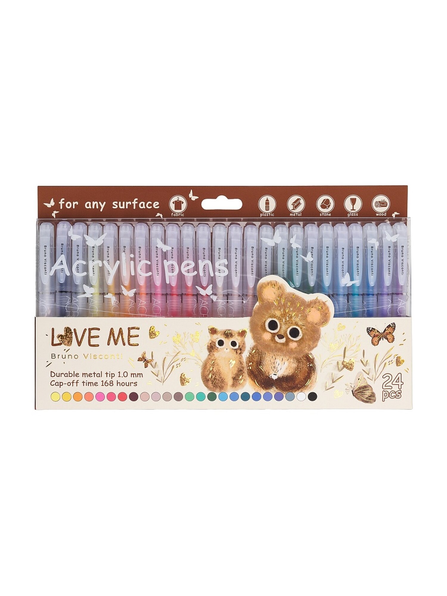 Акриловые ручки «Love Me», 24 цвета, 1 мм