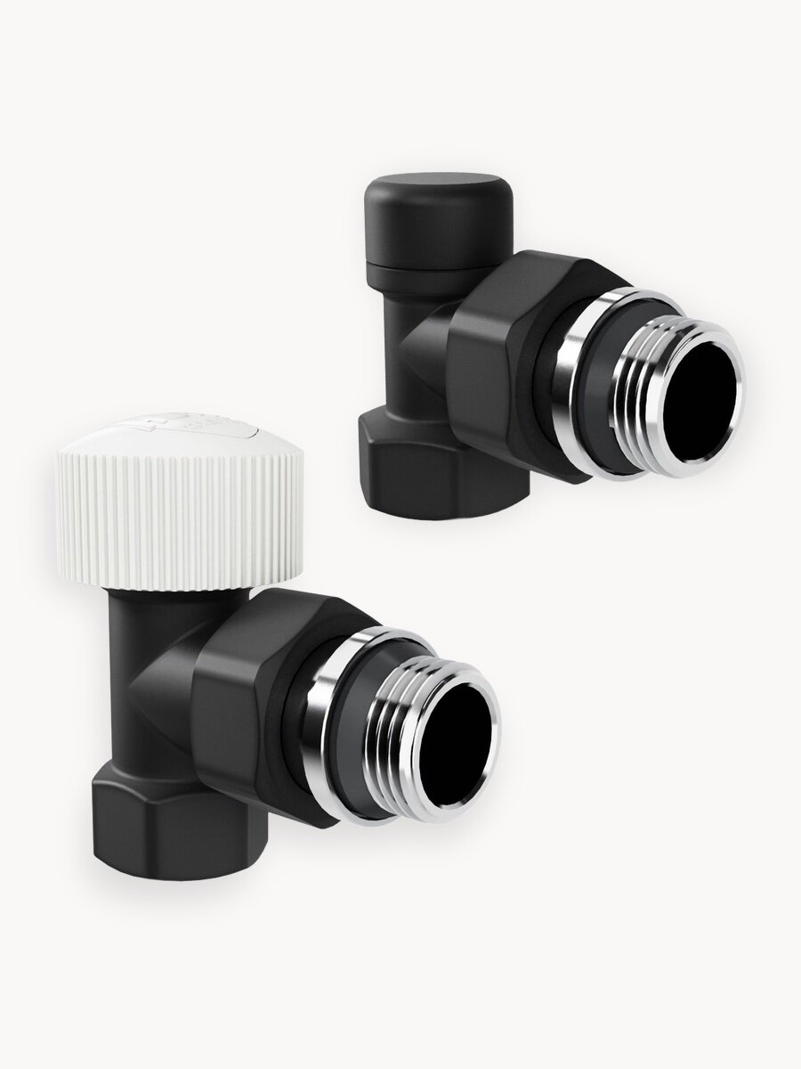 Набор термостатический угловой Royal Thermo Design 1/2"М30х1,5 (Черный)