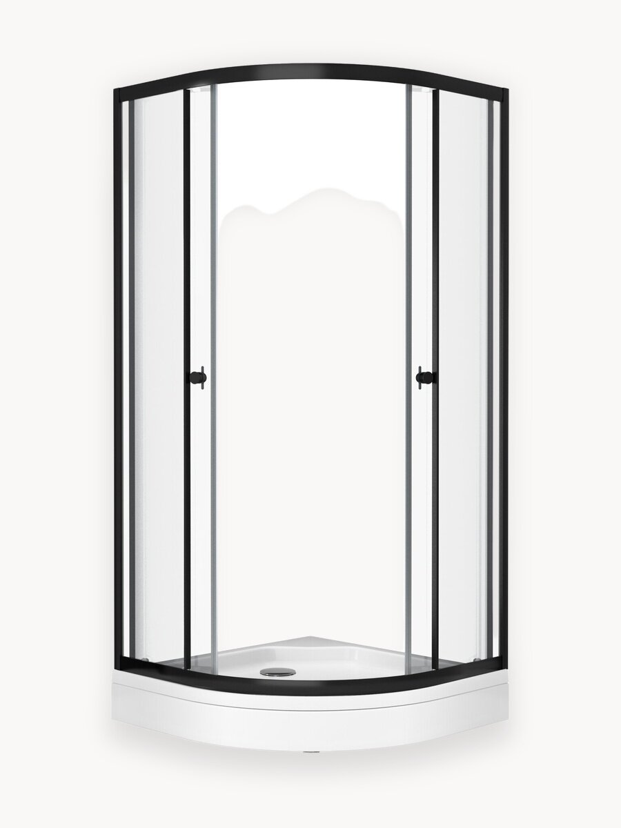 Душевой уголок с поддоном Homsly, черный, полукруглый 90*90 см, коллекция Basic, 4H-017-BR90-BSC