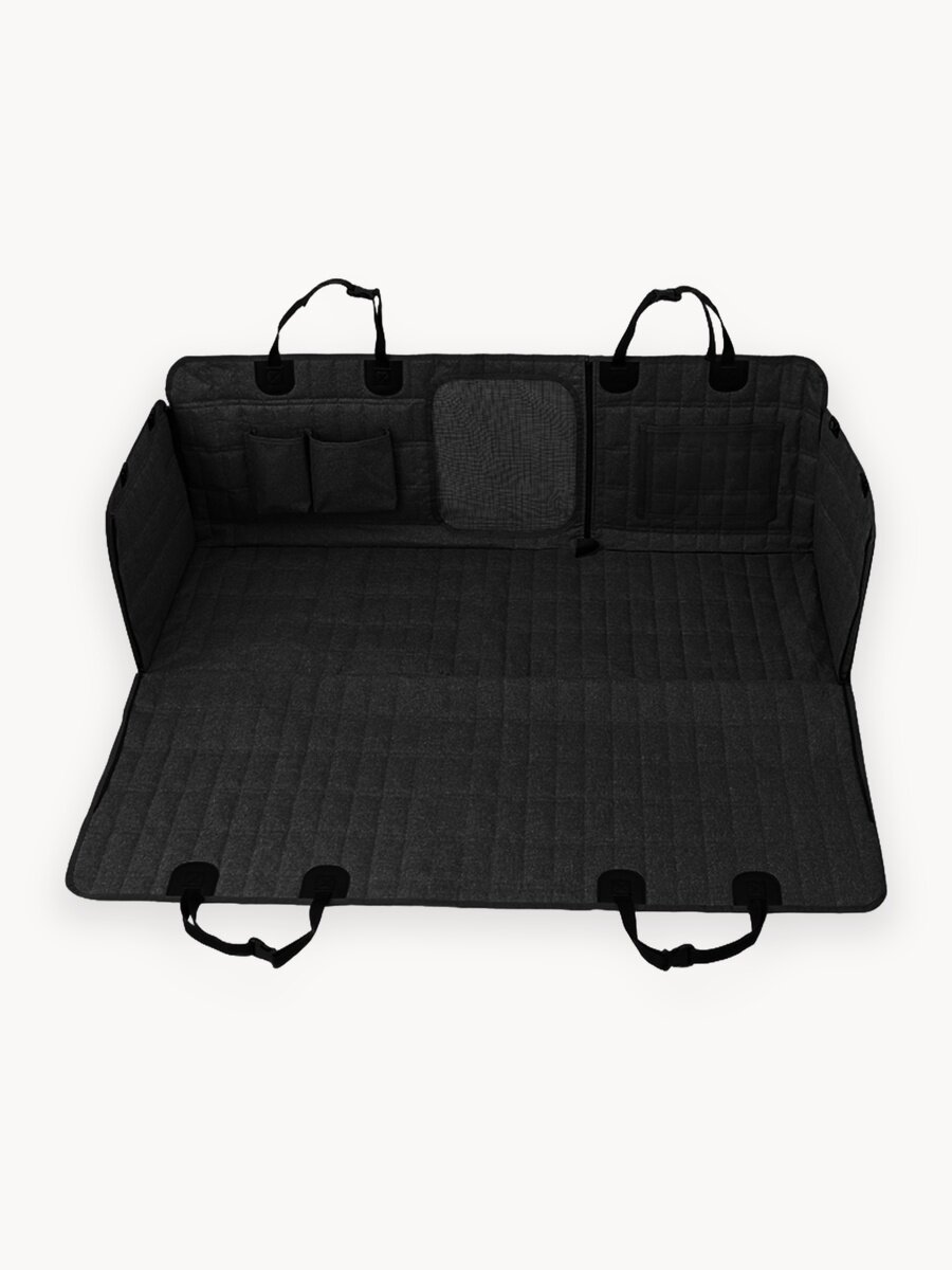 Автогамак-трансформер для перевозки собак в машине "Хвостатый пассажир Премиум", черный