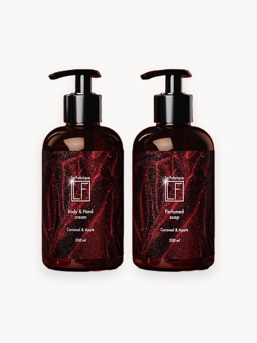 La Fabrique, Подарочный набор: жидкое мыло и крем для рук и тела, аромат "Карамель и Яблоко", 2x300 мл