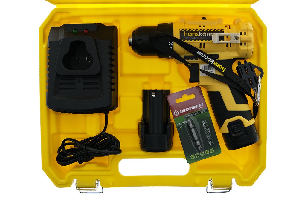 Дрель аккумуляторная б/щ, HANSKONNER HCD1230R 12В,