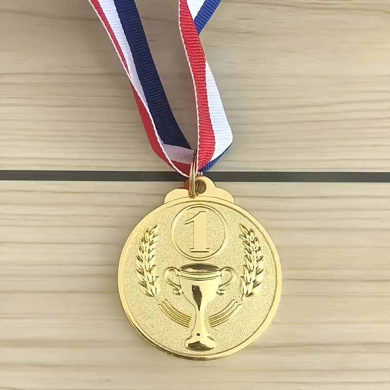 Набор наградных медалей с номерами для призовых мест, 15 шт, золотистые