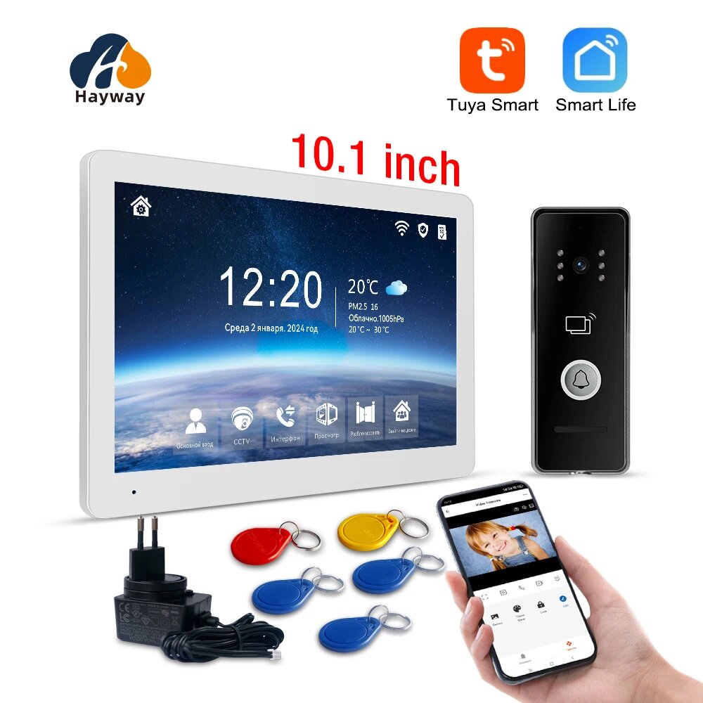 Видеодомофон ZHHayway 10 дюймов H-B6-P226BD-M535WA