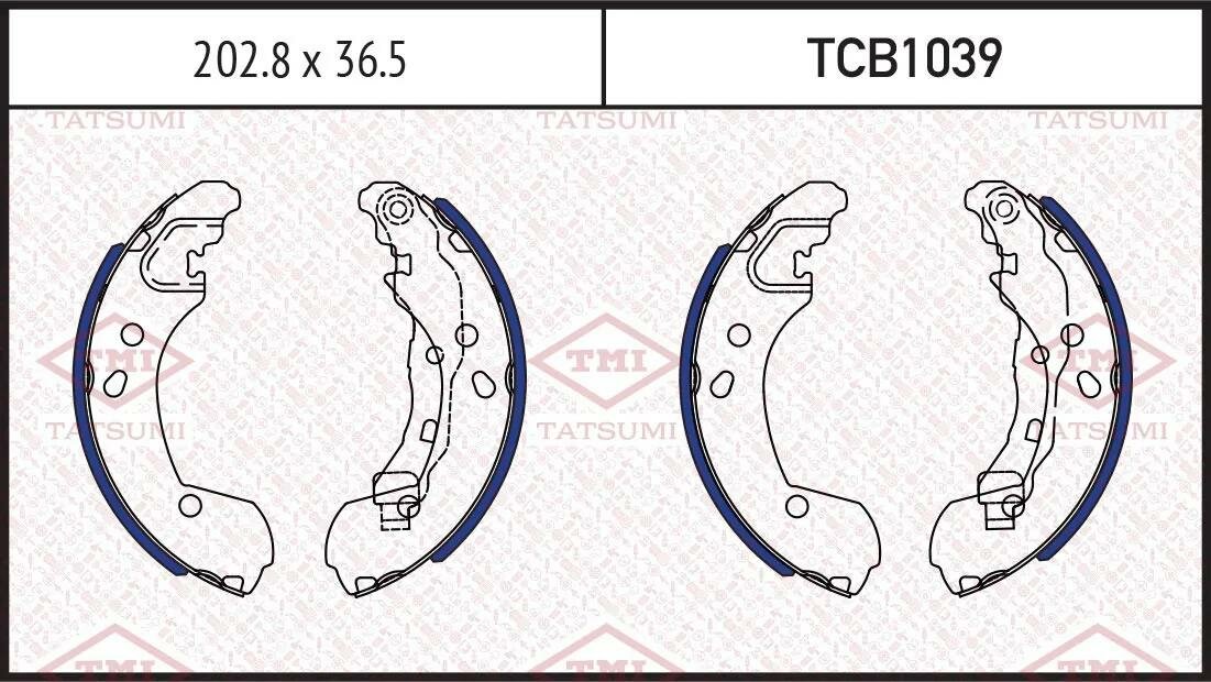 Колодки тормозные TATSUMI барабанные NISSAN Micra, Note 06->, RENAULT Clio, Modus 04-> (TCB1039)