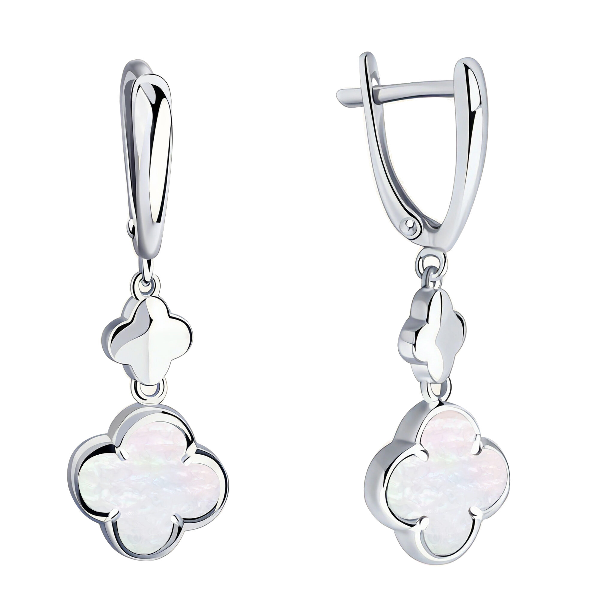 Серьги, серебро, 925 проба, родирование, перламутр