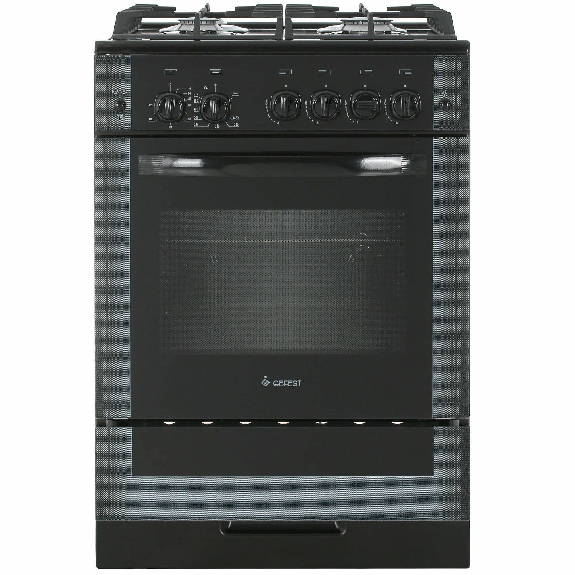 Газовая плита Gefest GS 6515B1 GC черный [конфорок - 4 шт, духовка - 52 л, электроподжиг, чугунные р