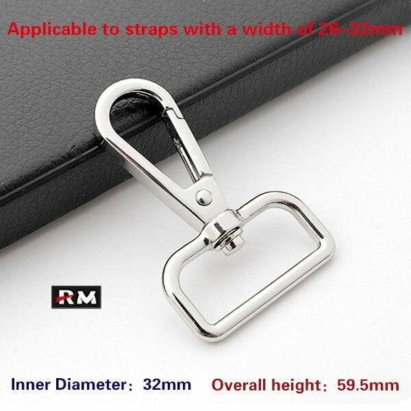 Карабины металлические для сумки, ремня, стропы, Внутренний диаметр 3,2 см, серебристый, 2 шт