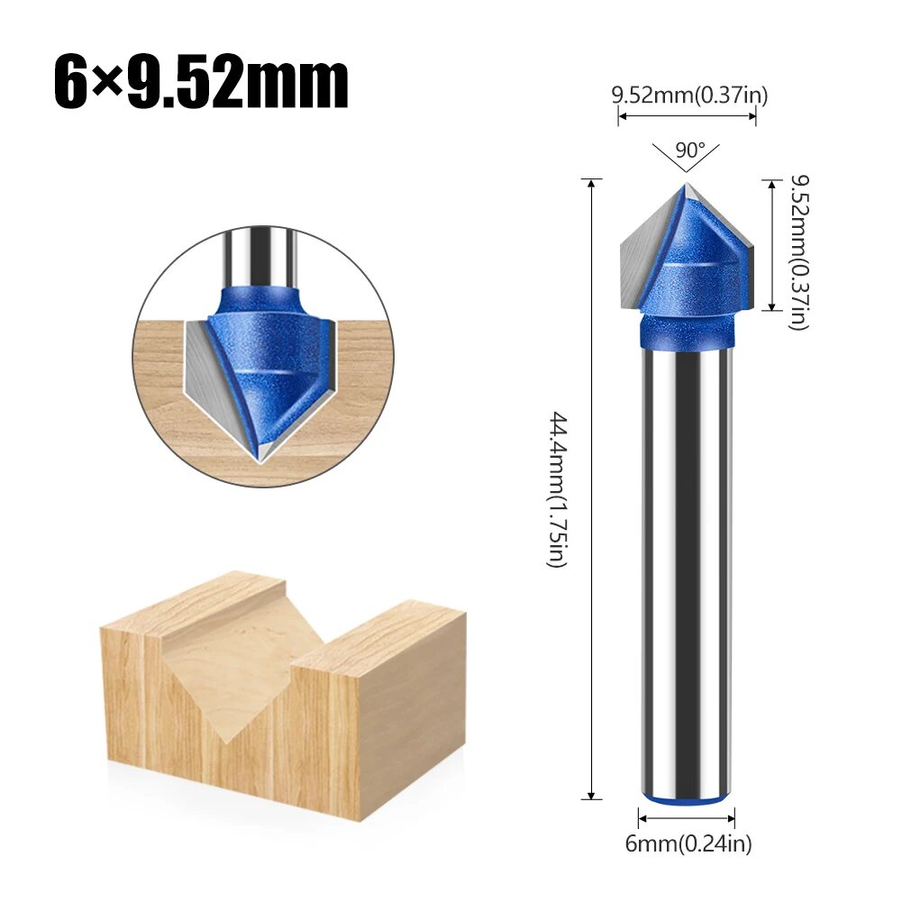 Фреза твердосплавная RCT 6 мм 90 градусов 6mmx9.52mm