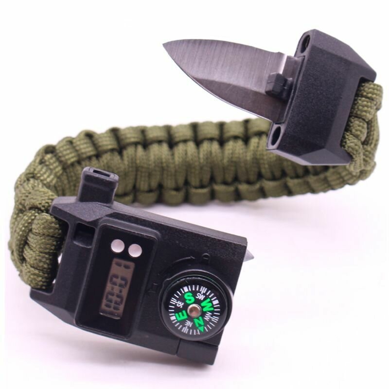 Браслет выживания Ртомаркет тактический (электр. часы, нож, компас), хаки