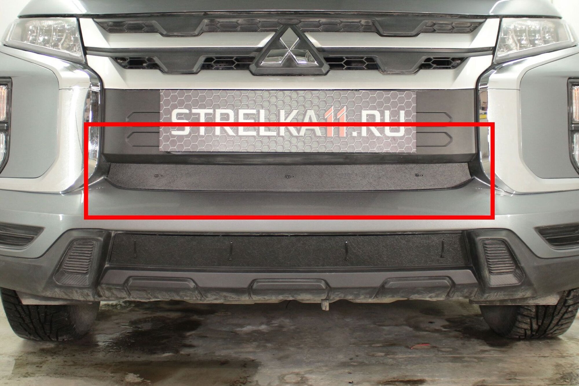 Зимняя защита на стяжках для Mitsubishi ASX (I рестайлинг-3) 2019- середина