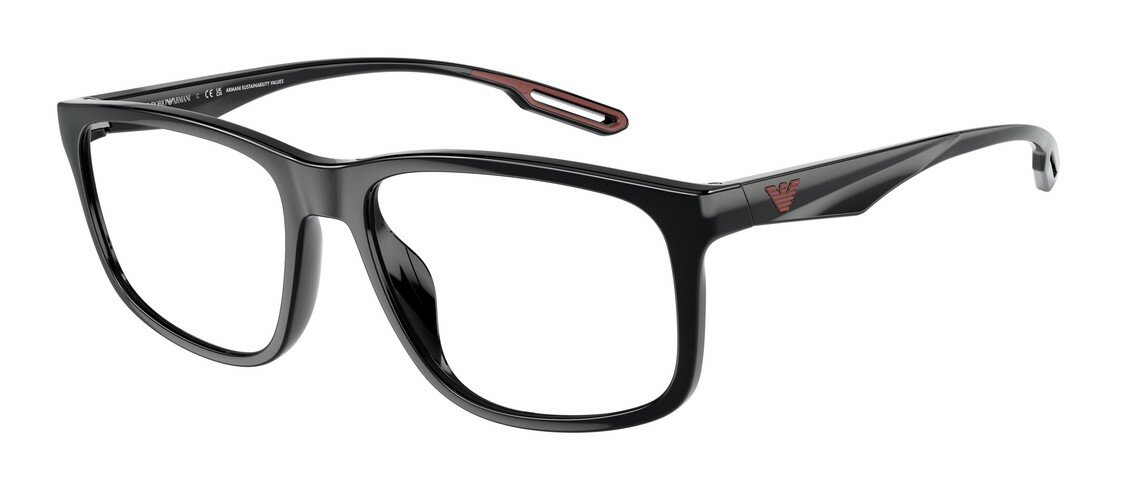 Оправа Emporio Armani EA3209U 5017, пластиковая, прямоугольная, черная