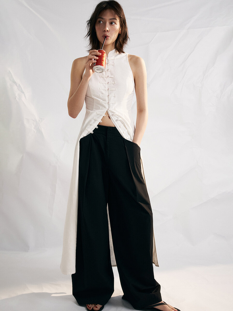 Брюки широкие хлопковые со средней посадкой