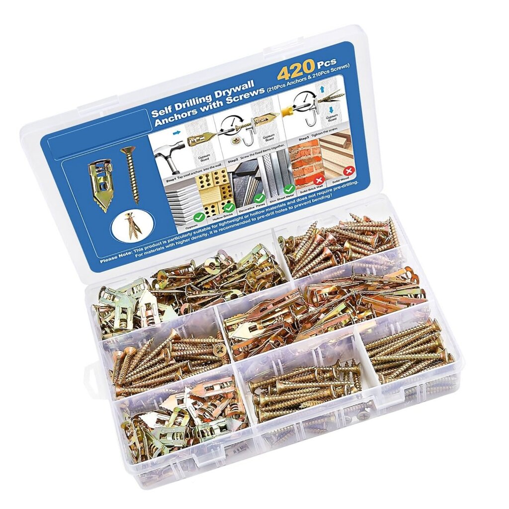 420 шт. Дюбелей и шурупов для гипсокартона, Пустотелых дюбелей и шурупов для стен