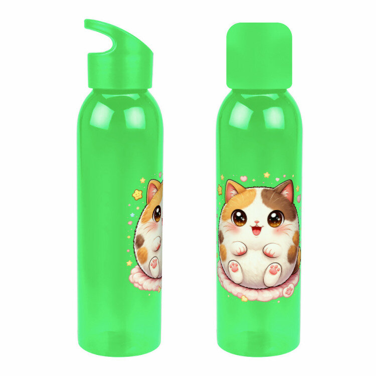 Бутылка для воды «Котик милый с маленькими лапками» (зеленое яблоко)