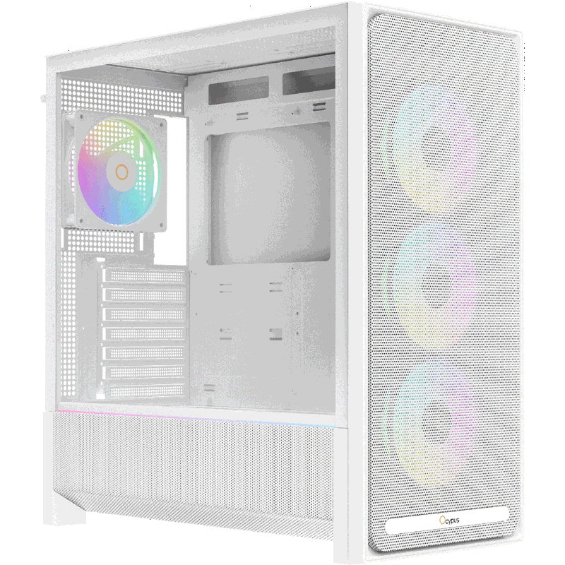 Корпус ПК Ocypus Delta C70 WH ARGB, Midi‑Tower, белый, 4×120 мм ARGB, 2×USB‑A 3.0 + 1×USB‑C 3.1, поддержка E‑ATX/ATX/mATX/mITX