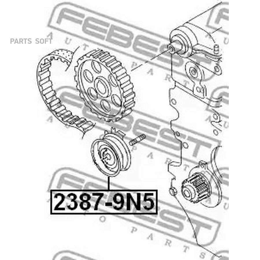 FEBEST 2387-9N5 ролик натяжной (SKODA OCTAVIA II 2004-) FEBEST