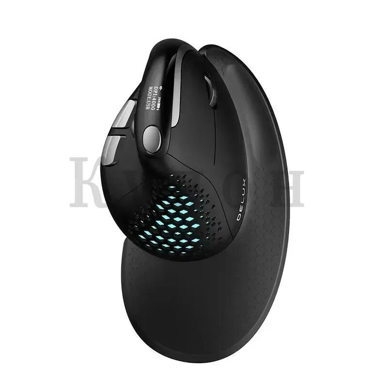 Игровая вертикальная мышь DELUX SEEKER M618XSD с OLED дисплеем, черный