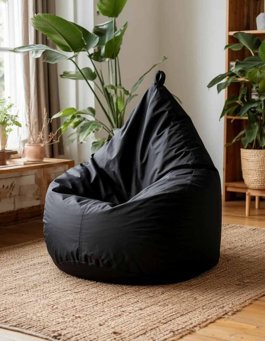 Мир Пуффов Кресло-мешок «Груша» размер- XXXXL, Черный оксфорд , с ручкой для переноски