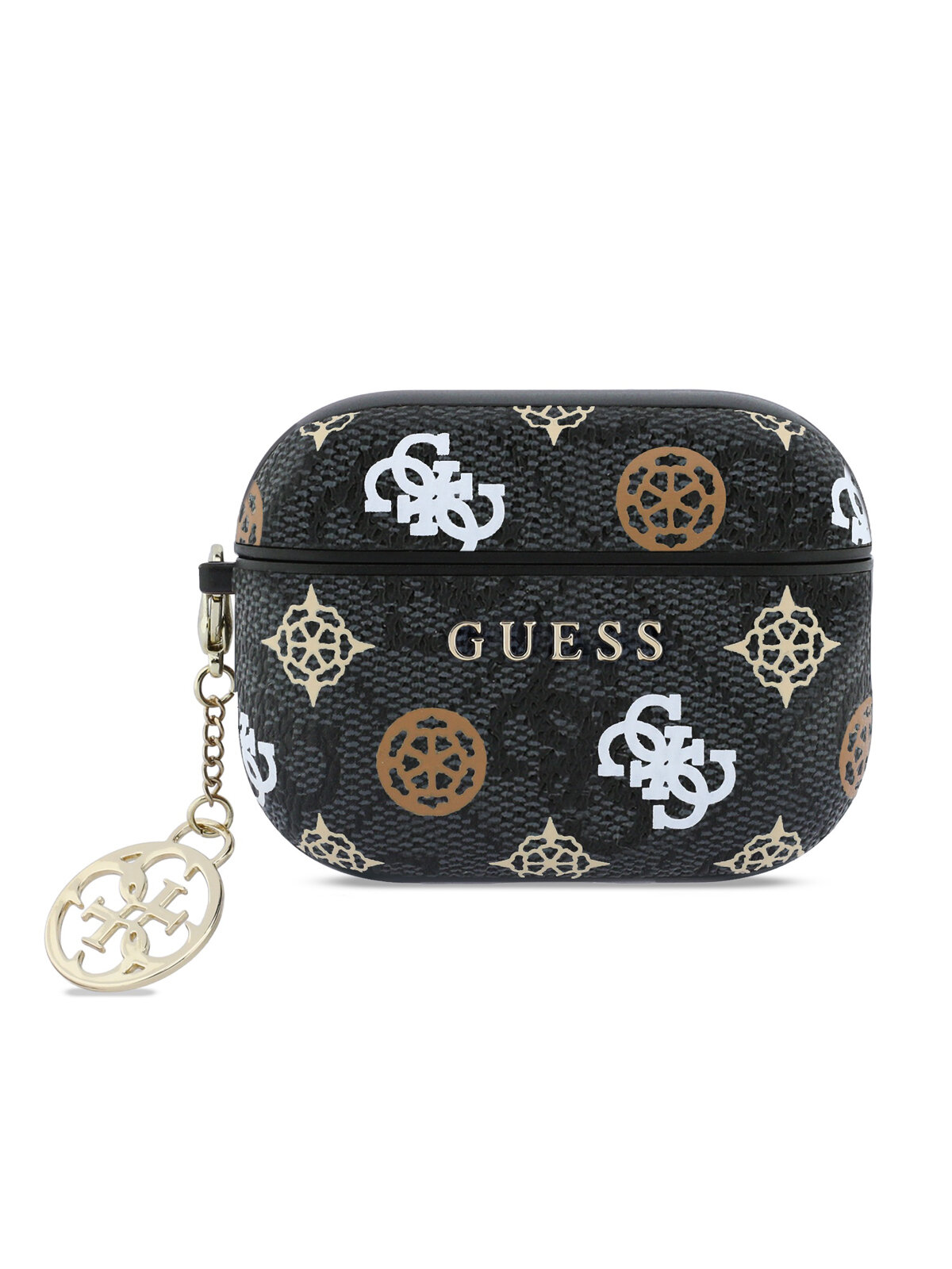 Чехол Guess для Airpods Pro 3, из экокожи PU leather, с подвеской, черный