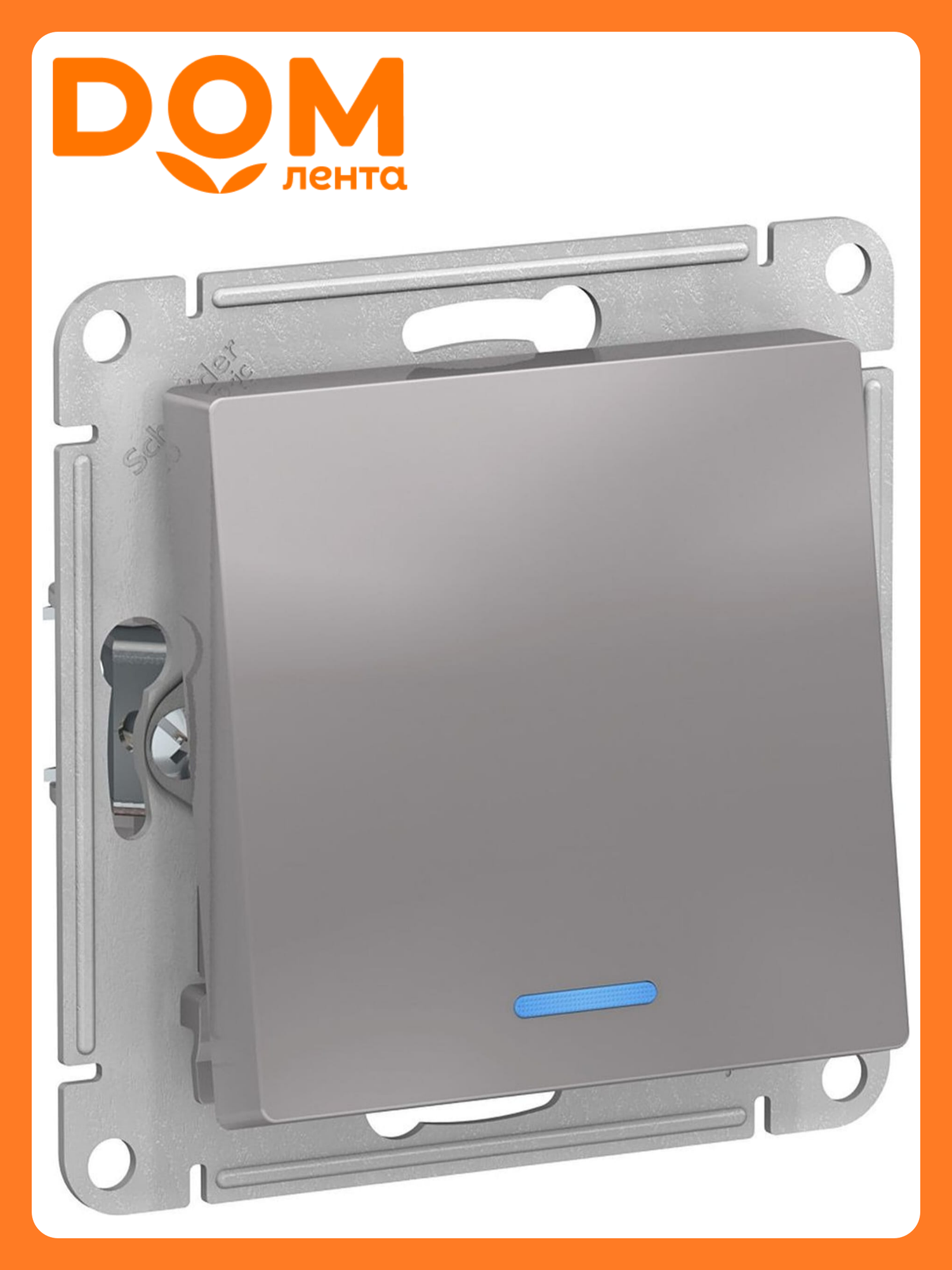 Переключатель Schneider Electric AtlasDesign 1 клавишный индикатор алюминий