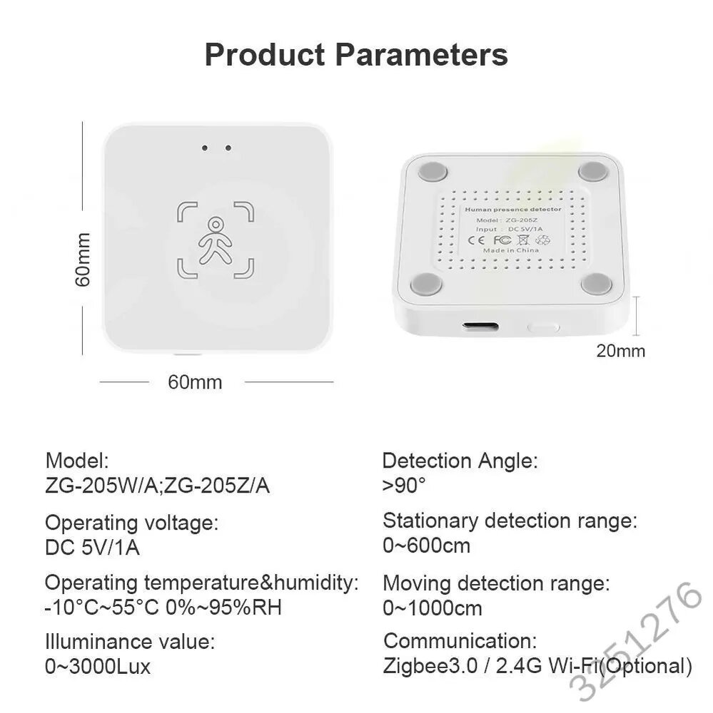 Датчик умного дома Zigbee Tuya Smart Life Amazon Alexa для определения присутствия человека и освещенности