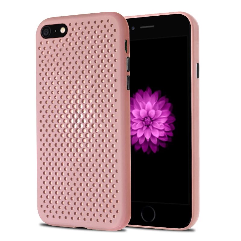 Чехол из силикона для iPhone SE 2-го поколения, ультратонкий, с вентиляцией, розовый песок, в комплекте защитное стекло