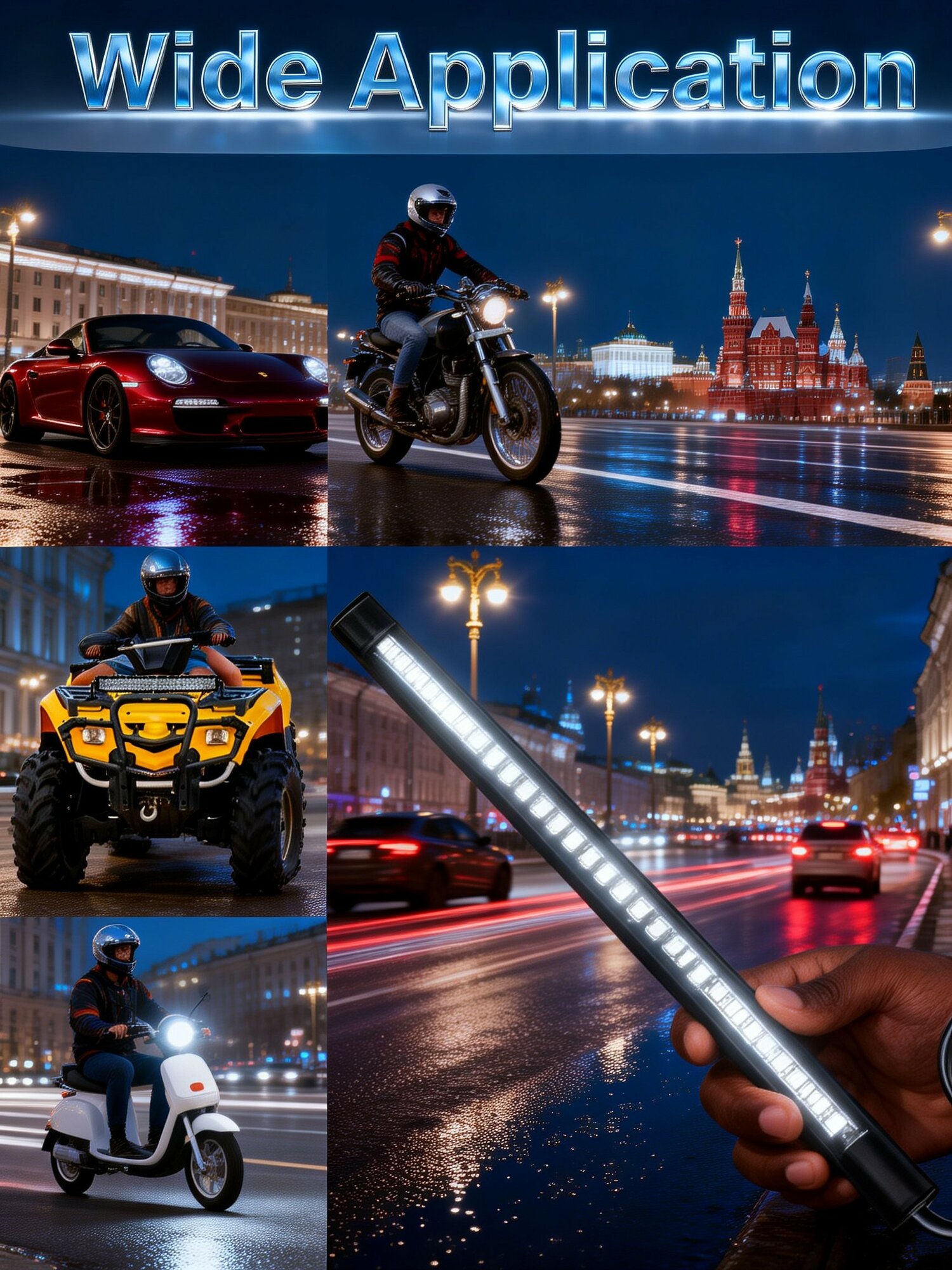 Гибкая светодиодная лента для мотоцикла задняя — комбинированный стоп/поворотник 48 ламп IP68 12 В красно-янтарная