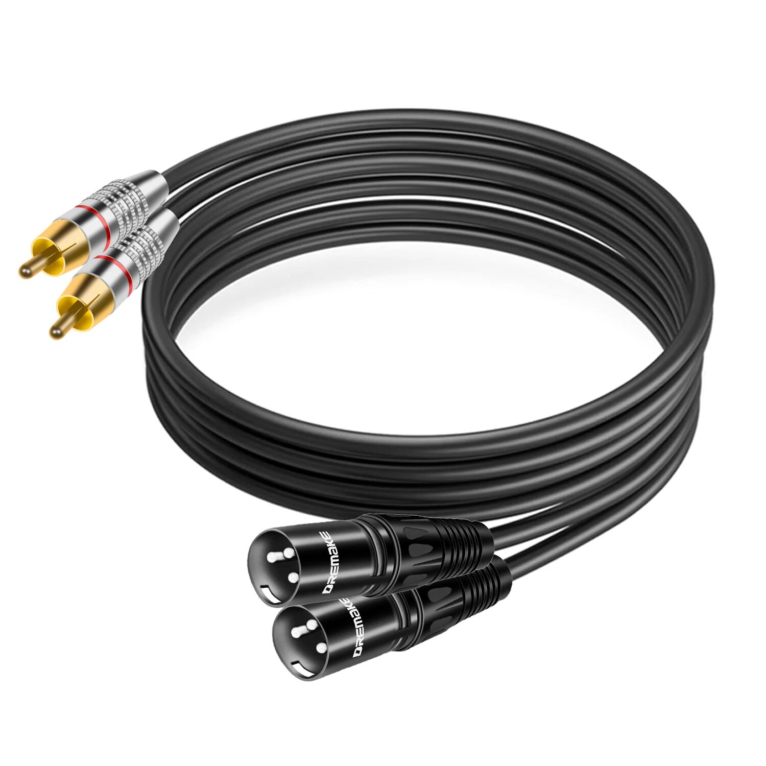 Аудиокабель XLR-RCA 1м, 2RCA to 2XLR-Male