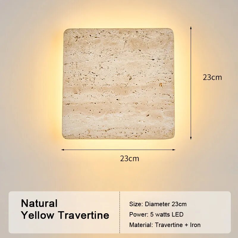 LED壁灯 из натурального желтого травертина для ванной, под изголовной части кровати, спальни, коридора, лестниц, внутреннего и внешнего использования, каменная декоративная подсветка