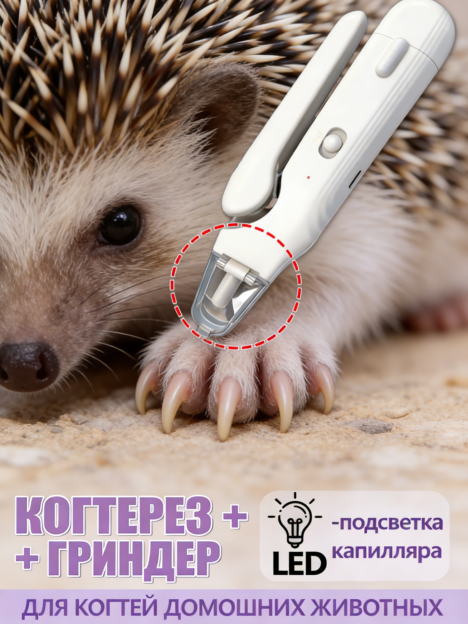 Когтерезка для кошек с ограничителем безопасная с подсветкой