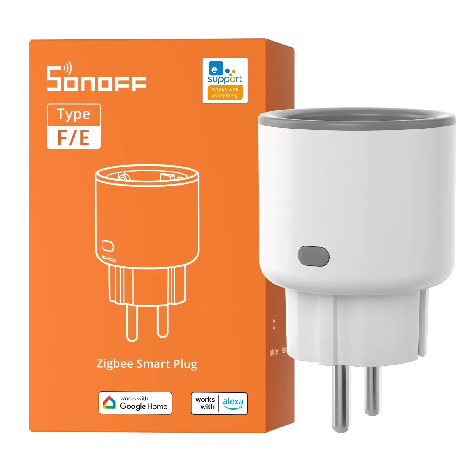 Умная розетка Sonoff S60 Zigbee с таймером, статистикой энергопотребления, европейскими и британскими стандартами, голосовым управлением.