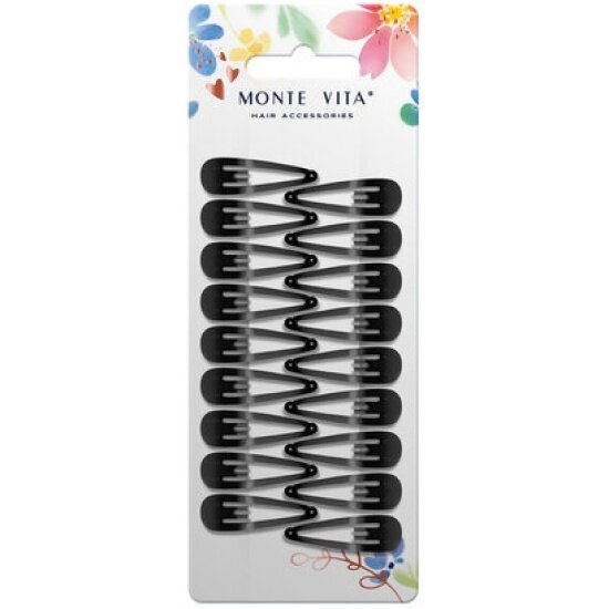 Заколки для волос Monte Vita 457080 клик-клак, глянцевый, чёрный 18 шт